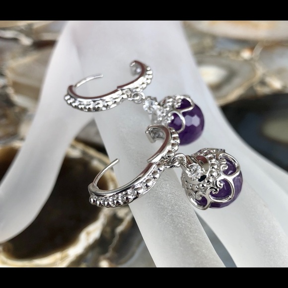 Dallas Prince | Jewelry | Dallas Prince Sterling 5 Amethyst Hoop ...